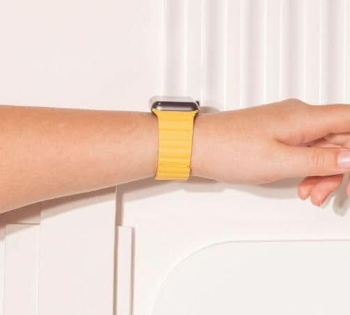Yellow 2 Part Leather Apple Watch Strap – FitStrapsUK