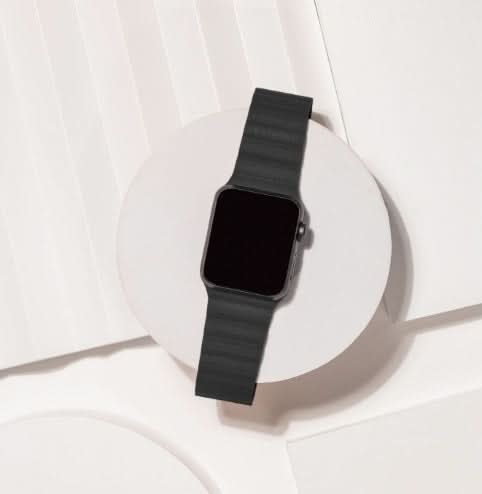 Black 2 Part Leather Apple Watch Strap – FitStrapsUK