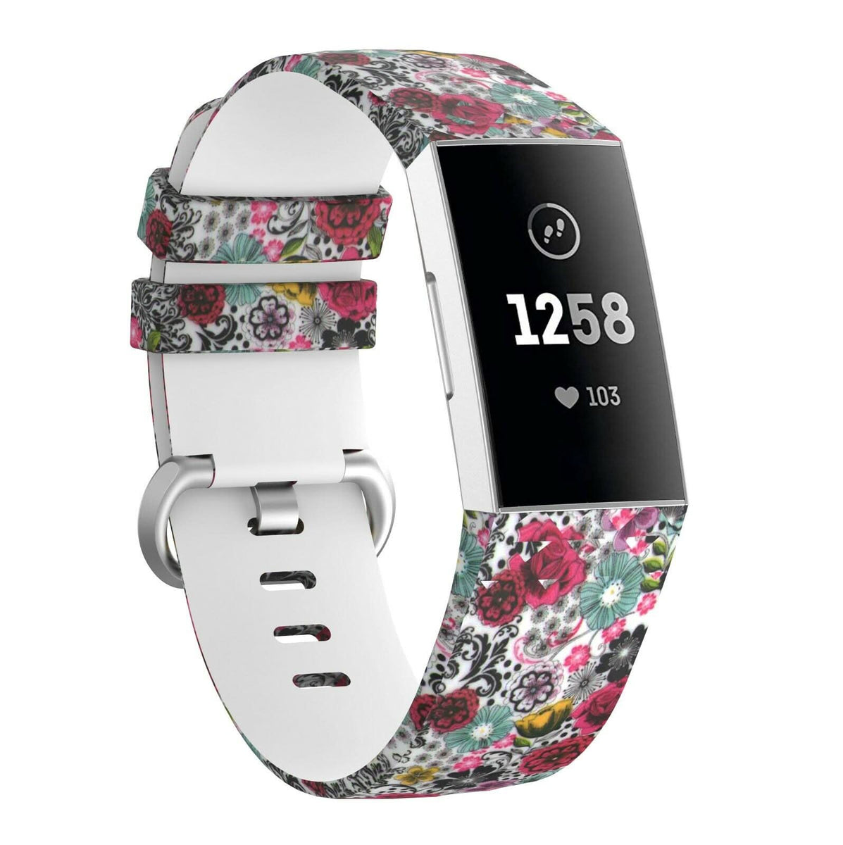 Flowers Pattern Strap for Fitbit Charge 4 – FitStrapsUK